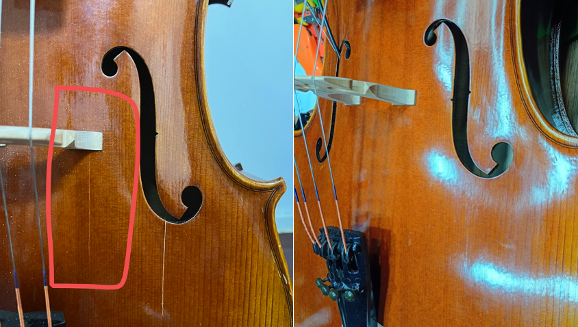 Cello Crack Repair - Fiddler Dan Violins & Workshop, Brisbane